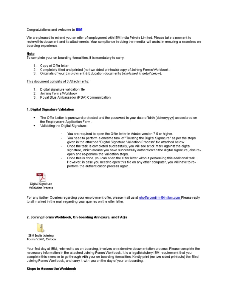 IBM Offer Letter and Onboarding Guide | PDF | Identity Document | Computing