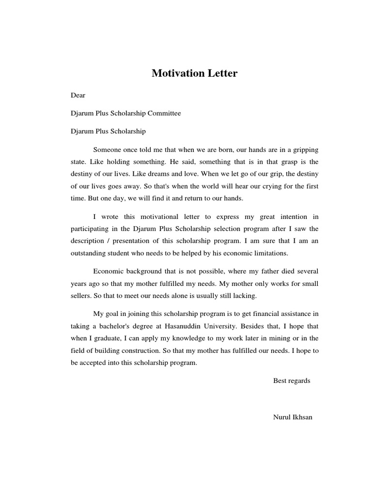 Contoh Motivation Letter | PDF | Business