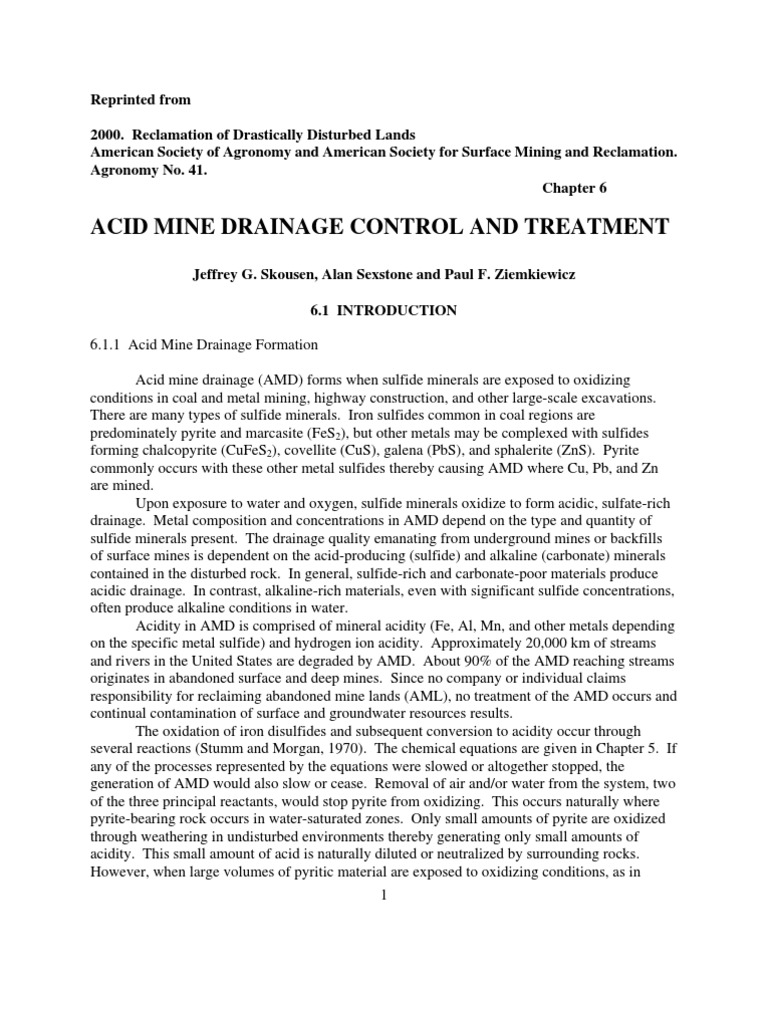 Acid Mine Drainage | PDF