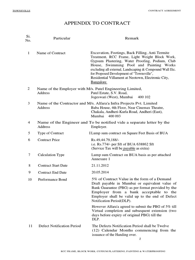 Appendix To Contract | PDF | Taxes | Value Added Tax