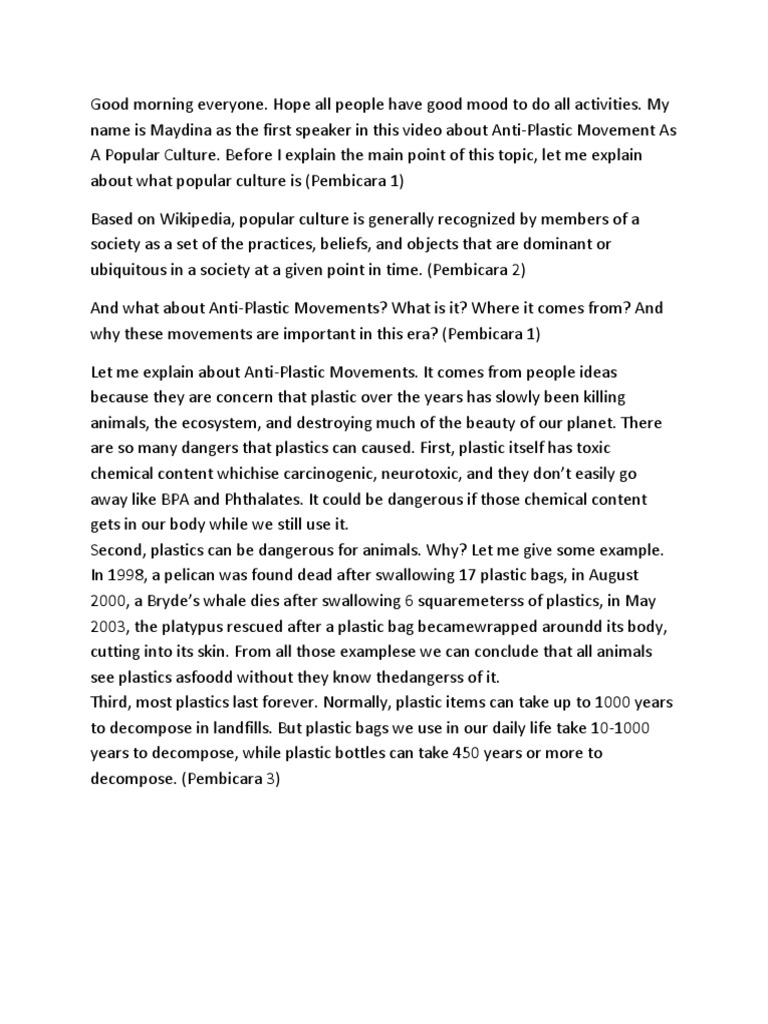 Anti-Plastic Movements Paper | PDF | Reuse | Plastic
