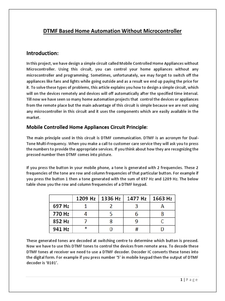 DTMF Based Home Automation Without Microcontroller | PDF | Electronic Circuits | Electronics