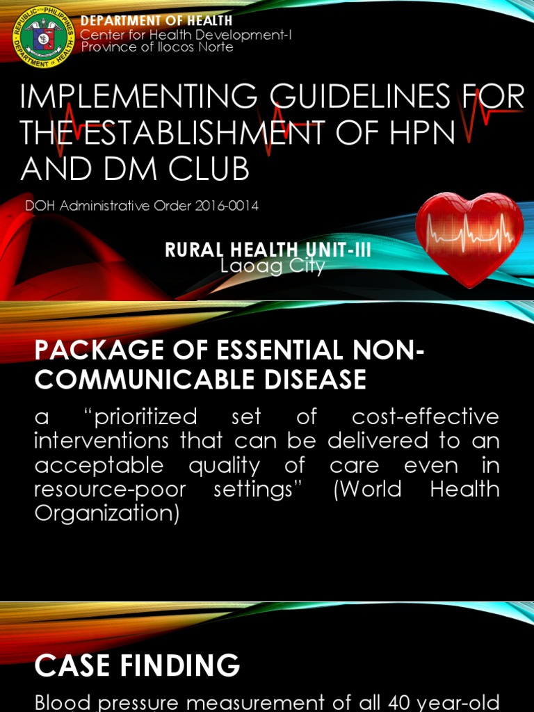 Implementing Guidelines For The Establishment of HPN and DM Club | PDF ...