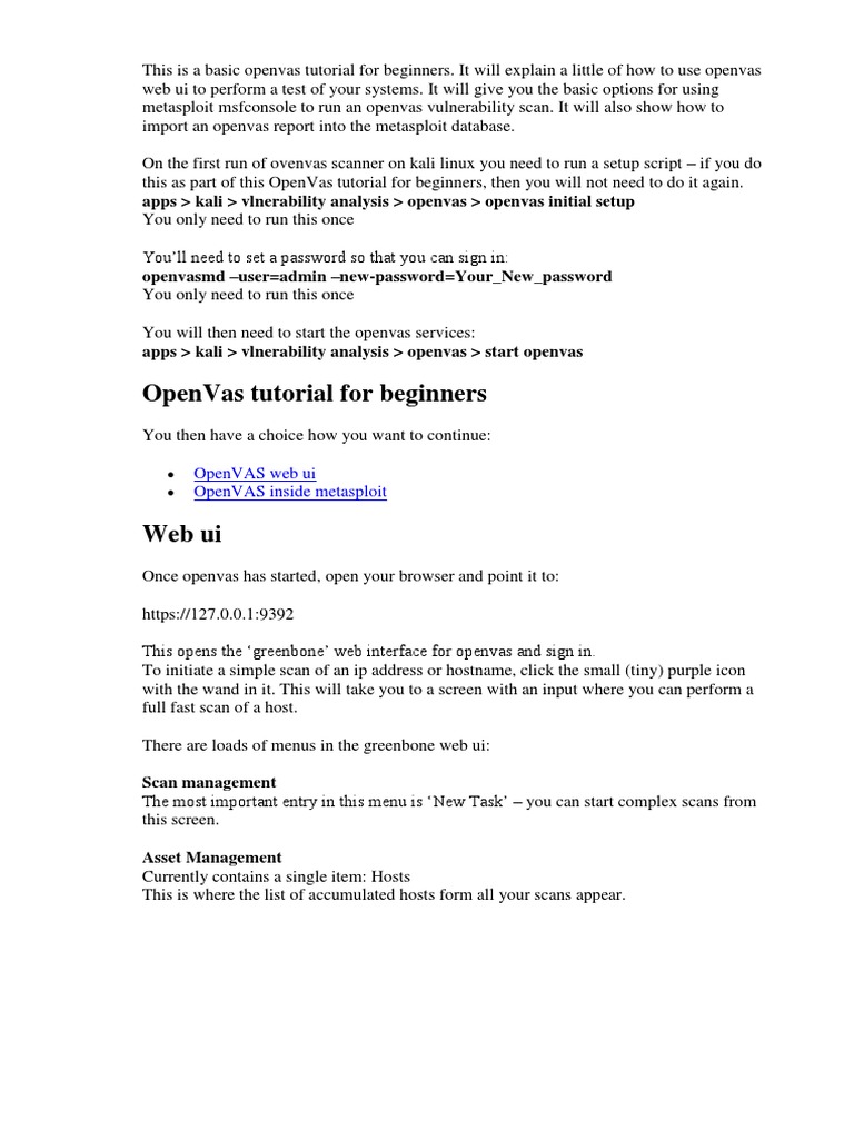 Basic Openvas Tutorial | PDF | World Wide Web | Internet & Web