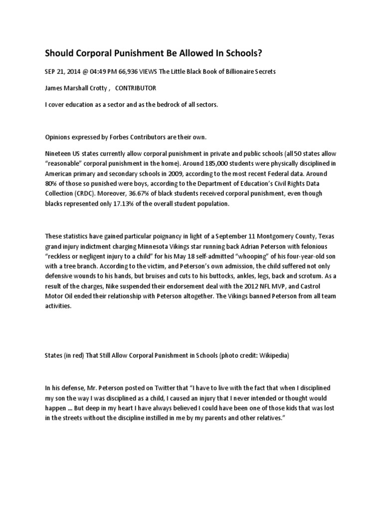 Should Corporal Punishment Be Allowed in Schools | PDF | Spanking ...