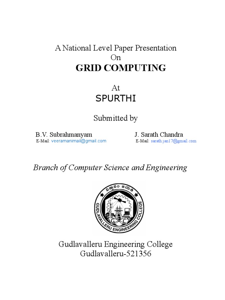 Grid Computing A National Level Paper Presentation On Pdf Grid