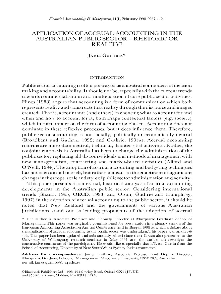 Application of Accrual Accounting in the Australian Public Sector ...