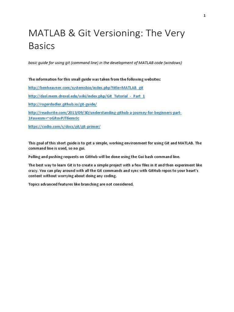 Versioning Git Matlab Pdf Command Line Interface Directory Computing 