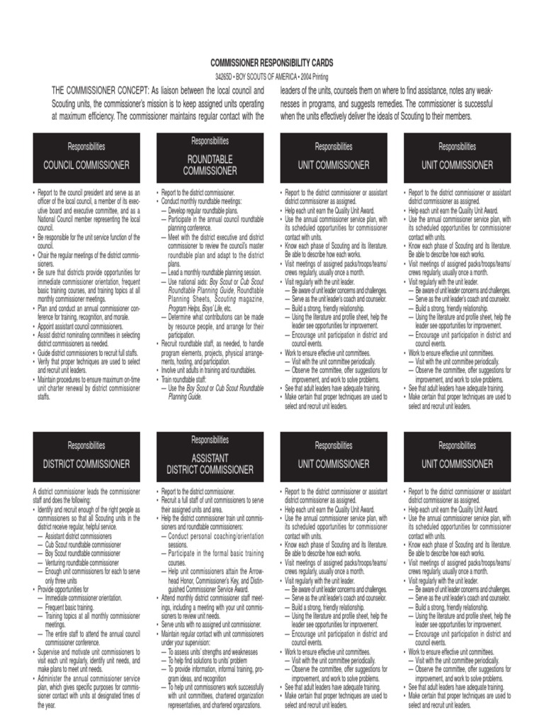 District Commissioner Responsibilities | PDF | Boy Scouts Of America ...