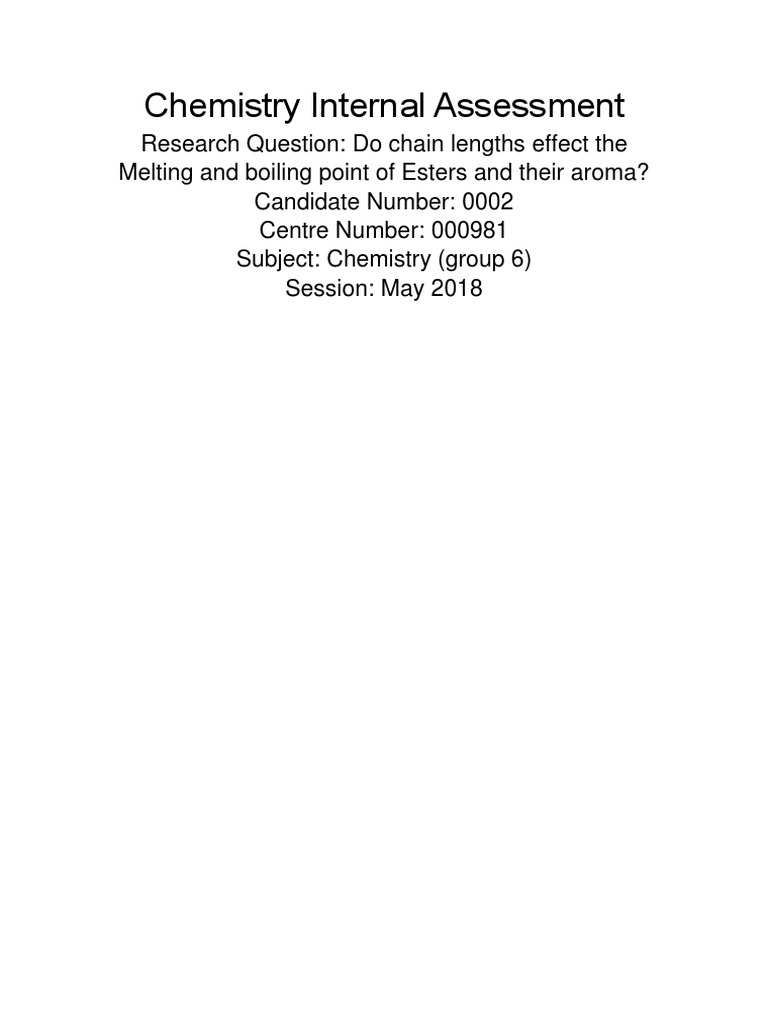 Chemistry IA 2nd Draft 100% | PDF | Intermolecular Force | Ester