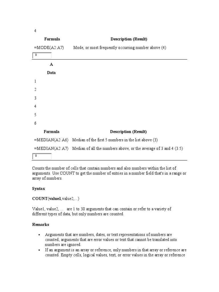 Calculating Counts and Averages: Using the MODE, MEDIAN, and COUNT ...