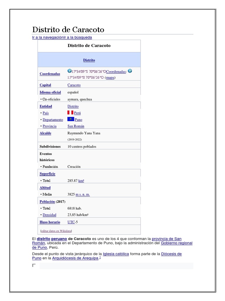 Distrito de Caracoto | PDF | Perú