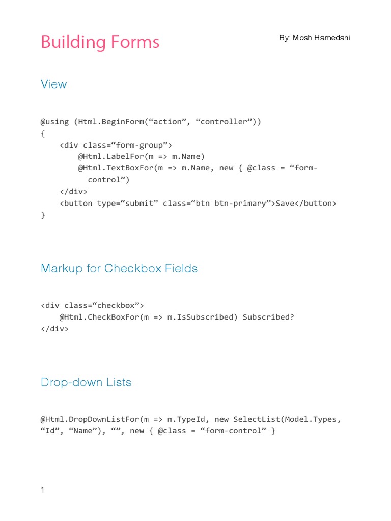 Building Forms Cheat Sheet | PDF