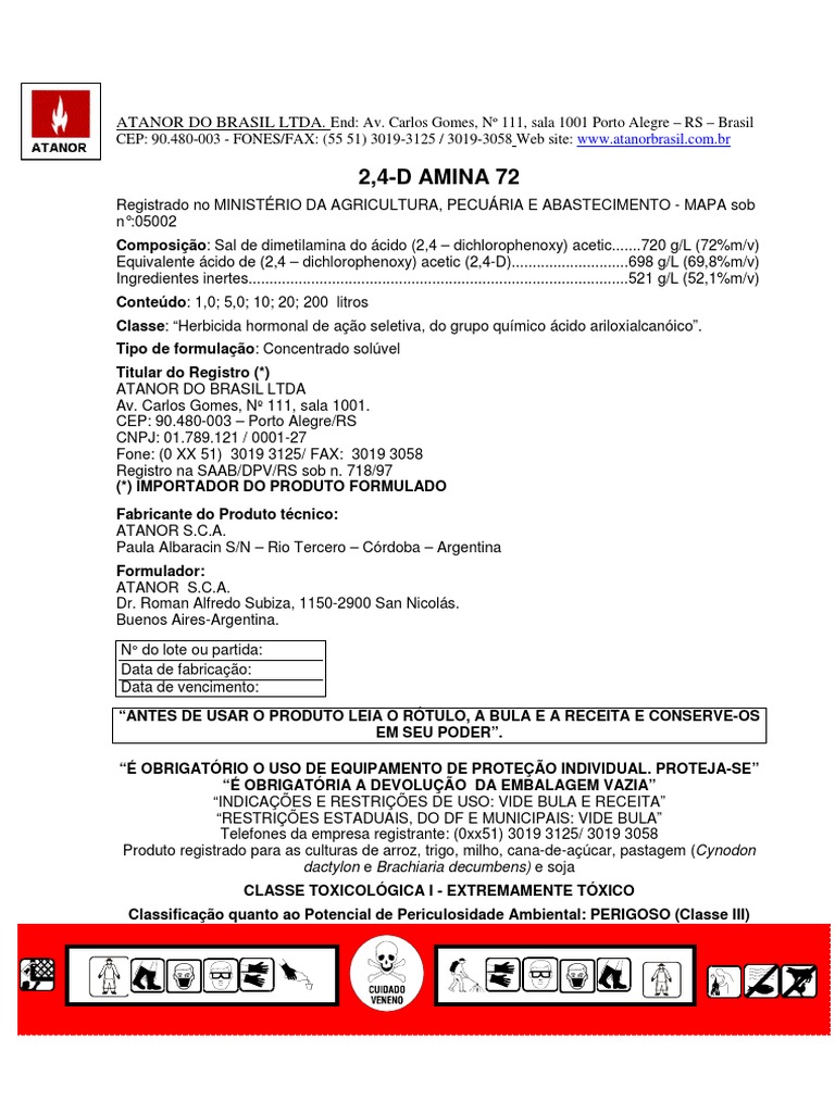 2,4 D Amina 72 - Bula | PDF | Embalagem e rotulagem | Ambiente natural