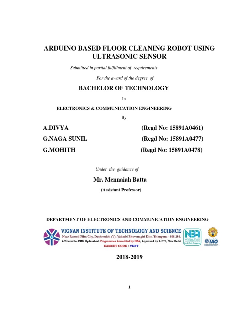 Arduino Based Floor Cleaning Robot Using Ultrasonic Sensor | PDF ...