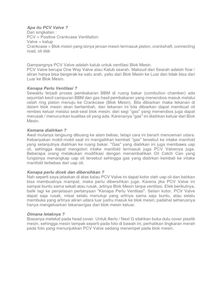 Apa Itu PCV Valve | PDF