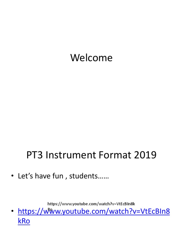 PT3 Instrument Format 2019 Overview | PDF