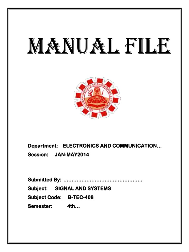MANUAL File: Department: Electronics and Communication Session: JAN-MAY2014 | PDF | Spectral ...