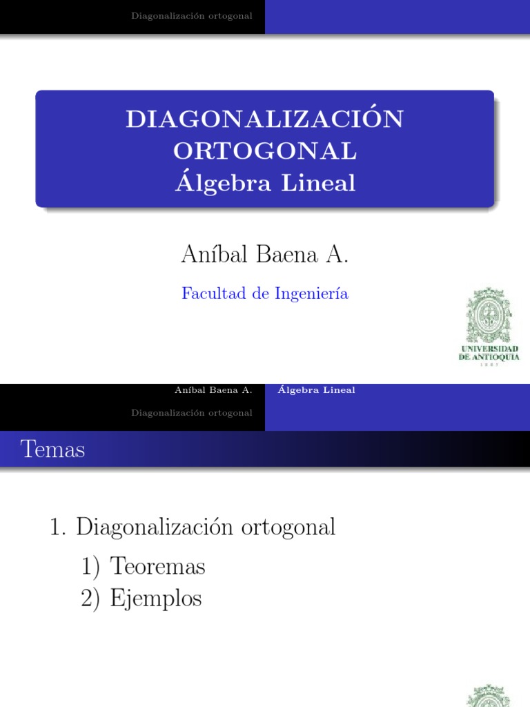 Orthogonal Diagonalization: Theorems, Definitions, and Examples of ...