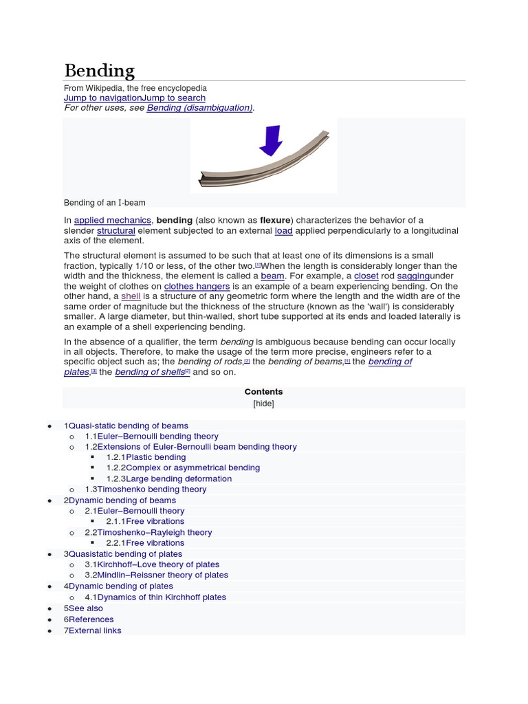 Bending: Jump To Navigationjump To Search | PDF | Bending | Stress ...