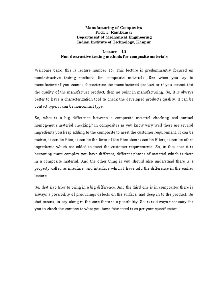 Non-Destructive Testing of Composites | PDF | Ultrasound | Composite ...