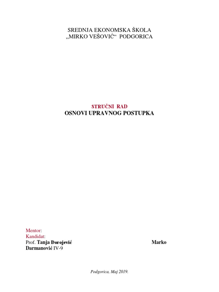 Osnovi Upravnog Postupka - Marko Darmanovic | PDF