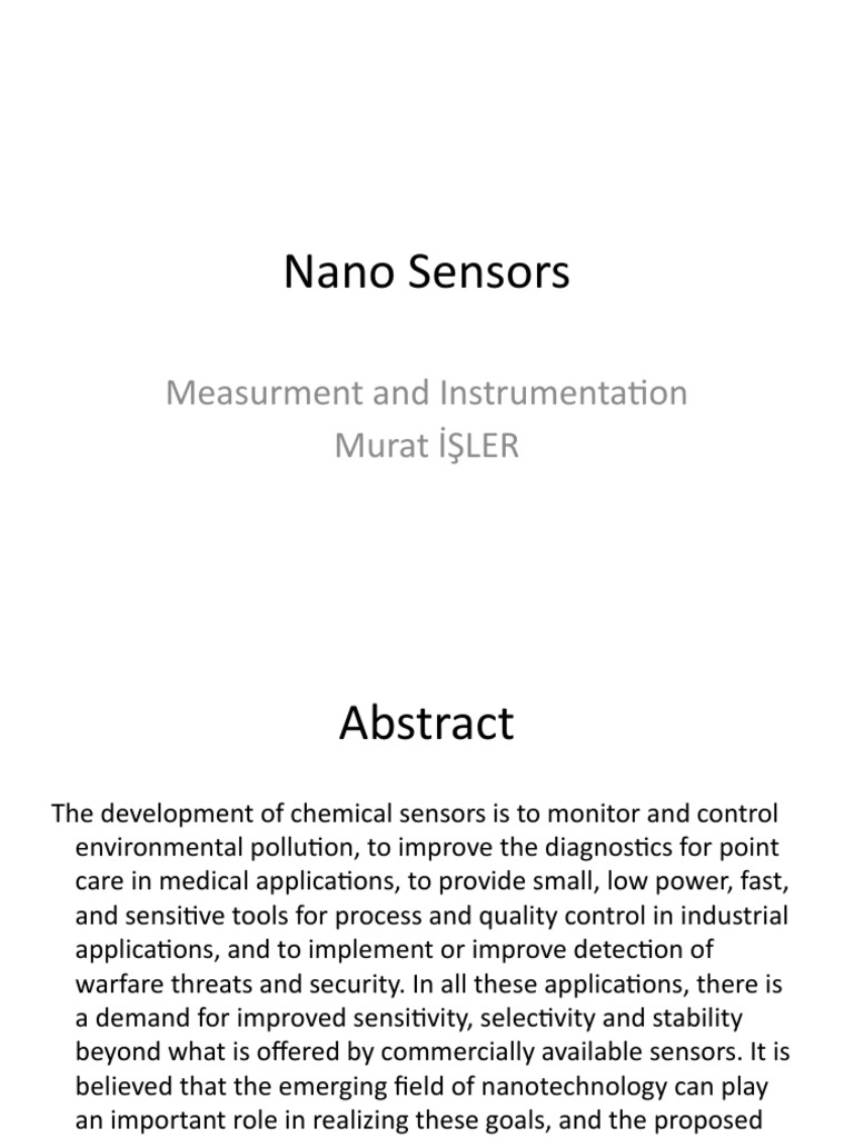 Nano Sensors: Measurment and Instrumentation Murat İŞLER | PDF | Sensor ...