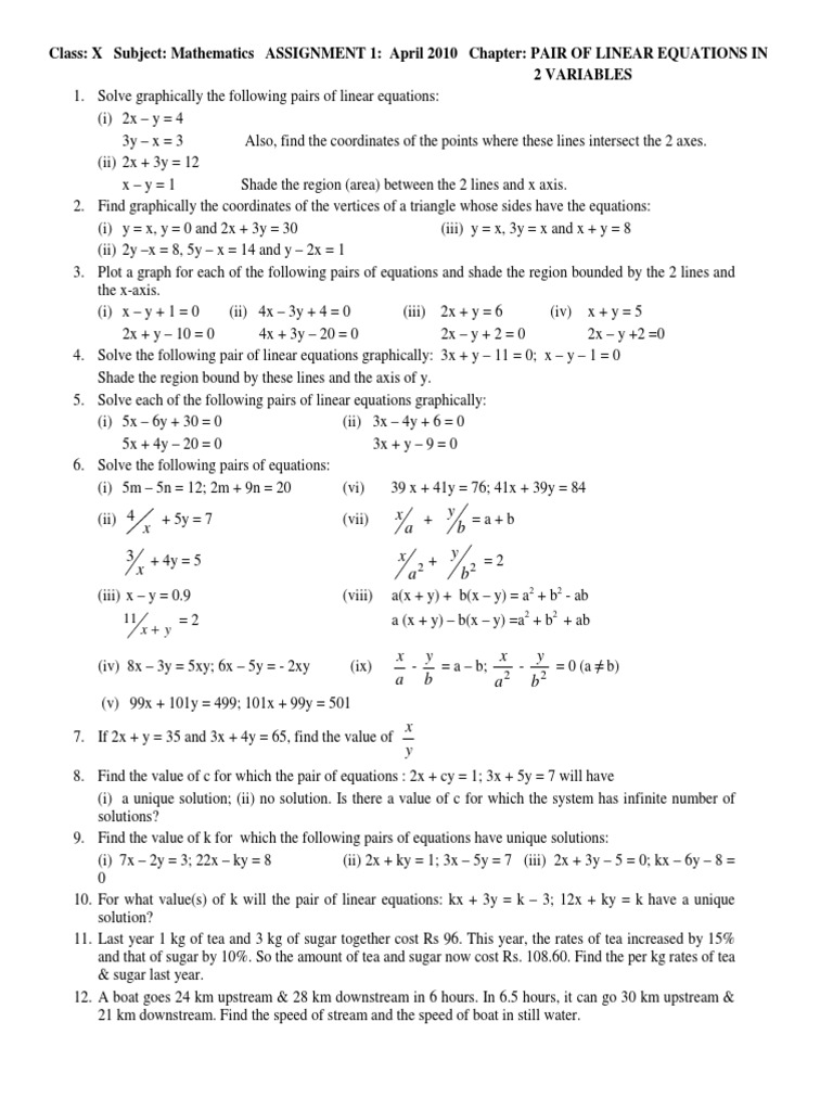 CBSE Class 10 Maths Worksheet | PDF | Cartesian Coordinate System ...