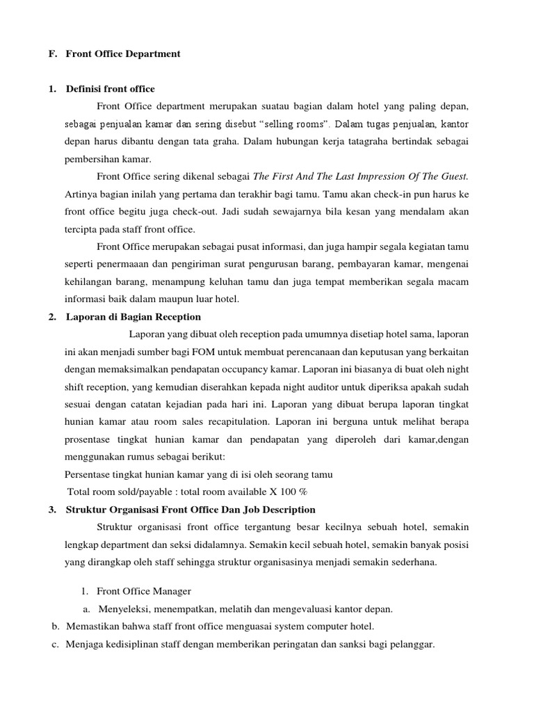 FO (Front Office) | PDF