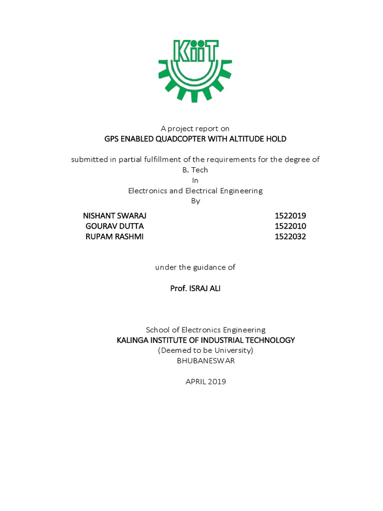 Quad Report | PDF | Electric Motor | Quadcopter