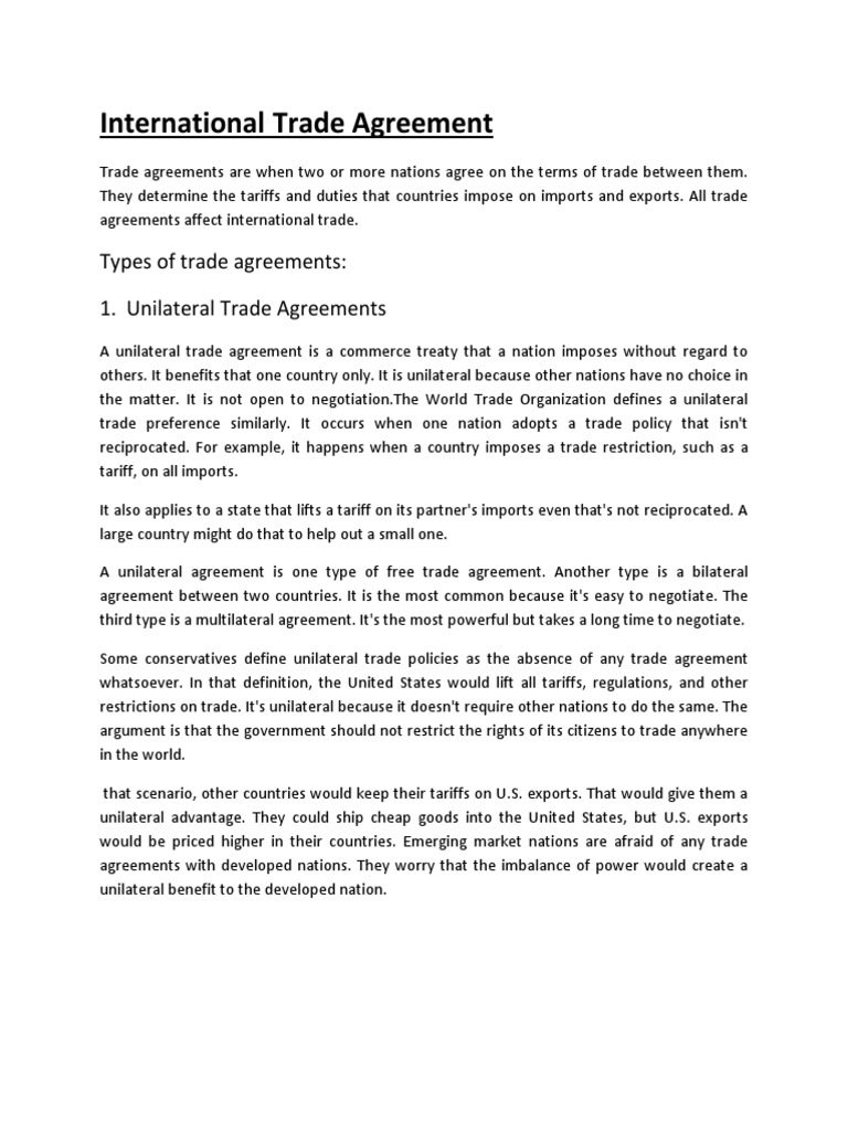 International Trade Agreement | PDF | North American Free Trade ...
