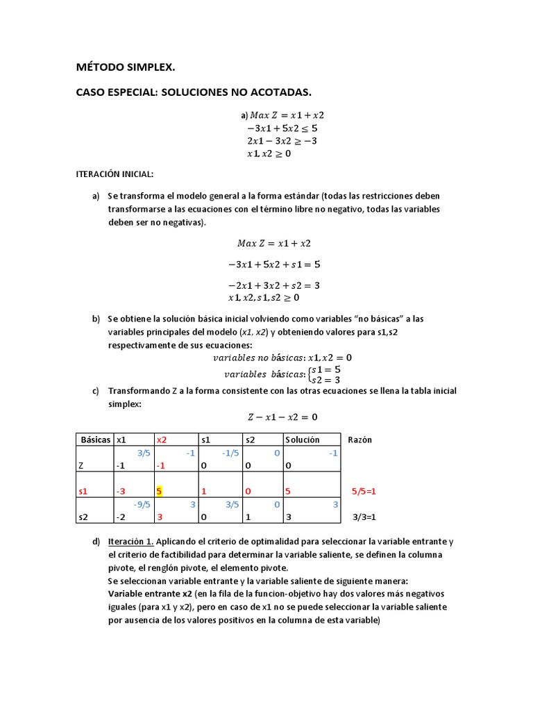 Soluciones No Acotadas | PDF | Matemáticas Aplicadas | Enseñanza de ... Soluciones No Acotadas | PDF | Matemáticas Aplicadas | Enseñanza de ...