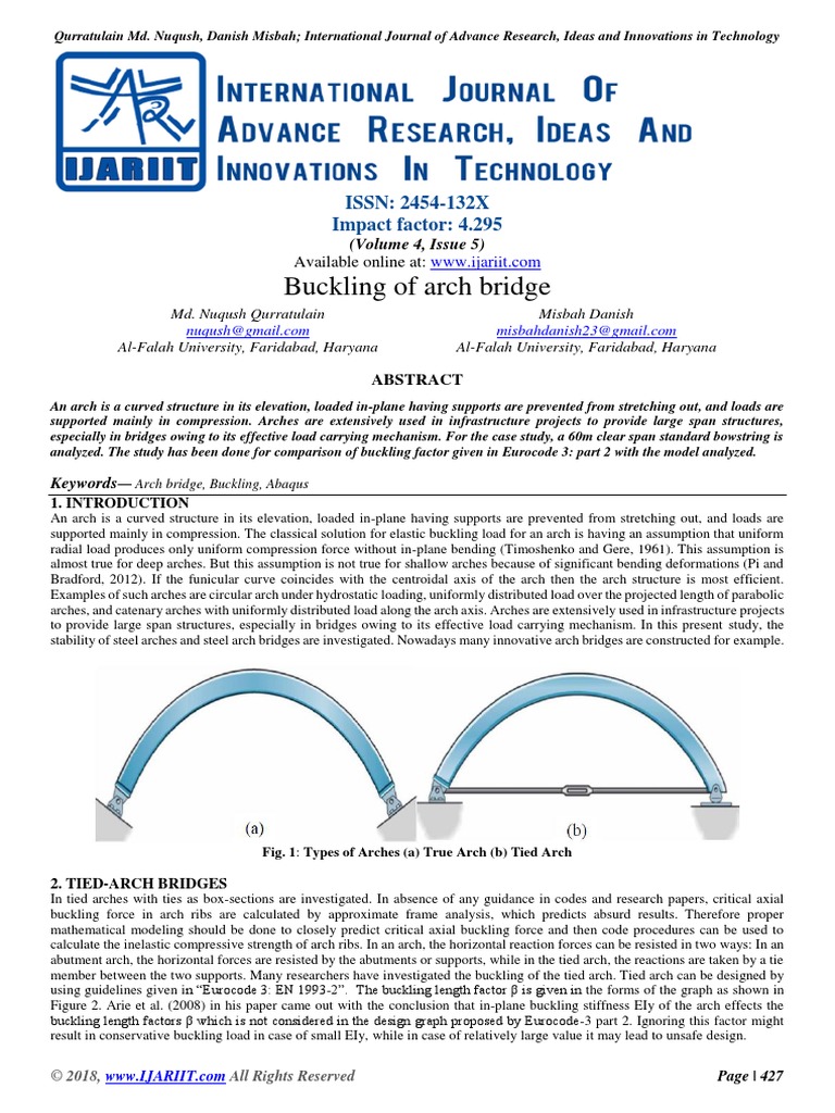Buckling of Arch Bridge: ISSN: 2454-132X Impact Factor: 4.295 | PDF ...