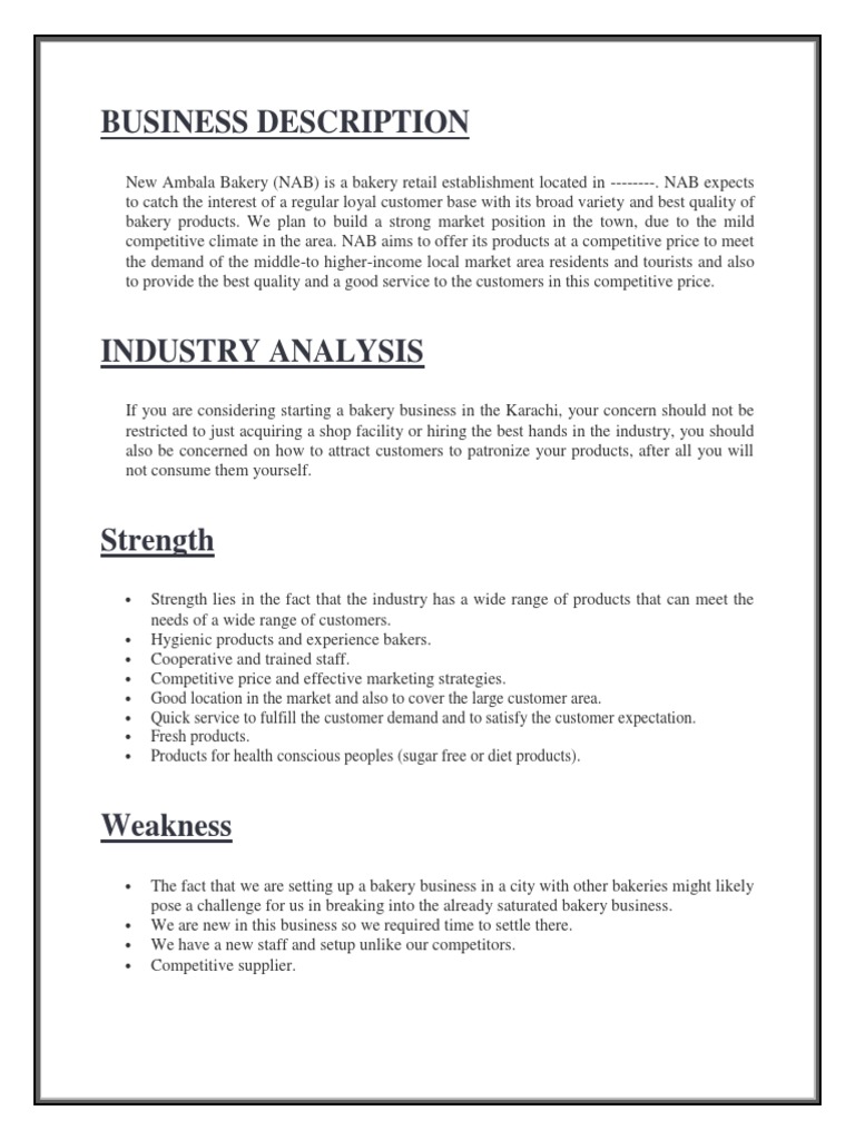 Business Description | Download Free PDF | Bakery | Retail