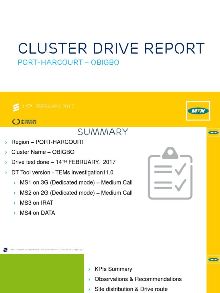 Cluster Drive Report: Port-Harcourt - Obigbo | PDF | Telecommunications Engineering ...