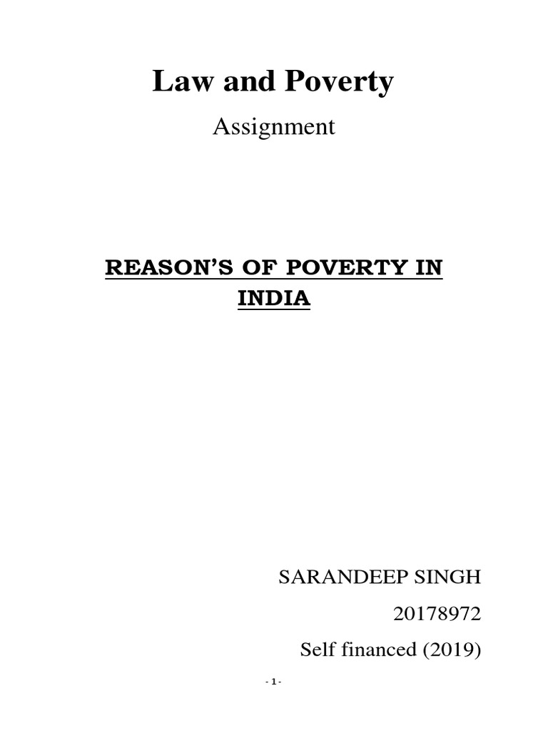 Law and Poverty: Assignment | PDF | Extreme Poverty | Poverty