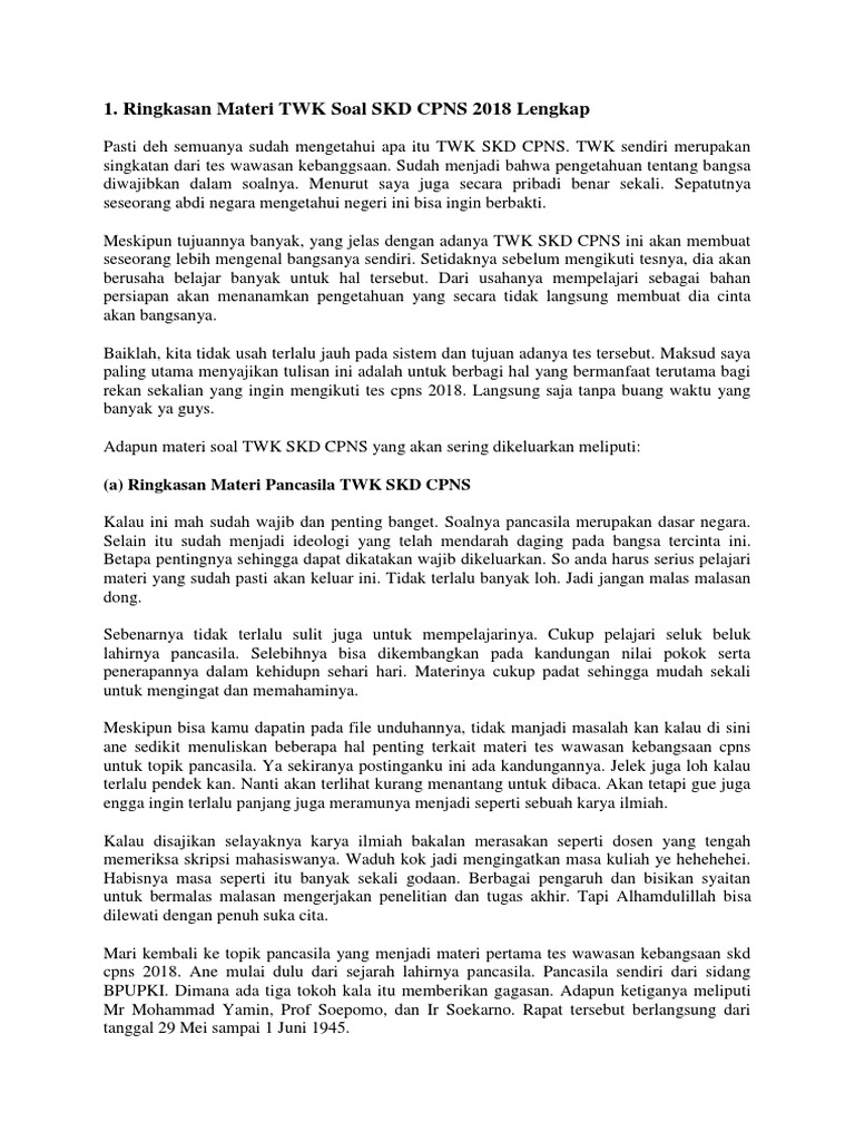 Ringkasan Materi TWK | PDF