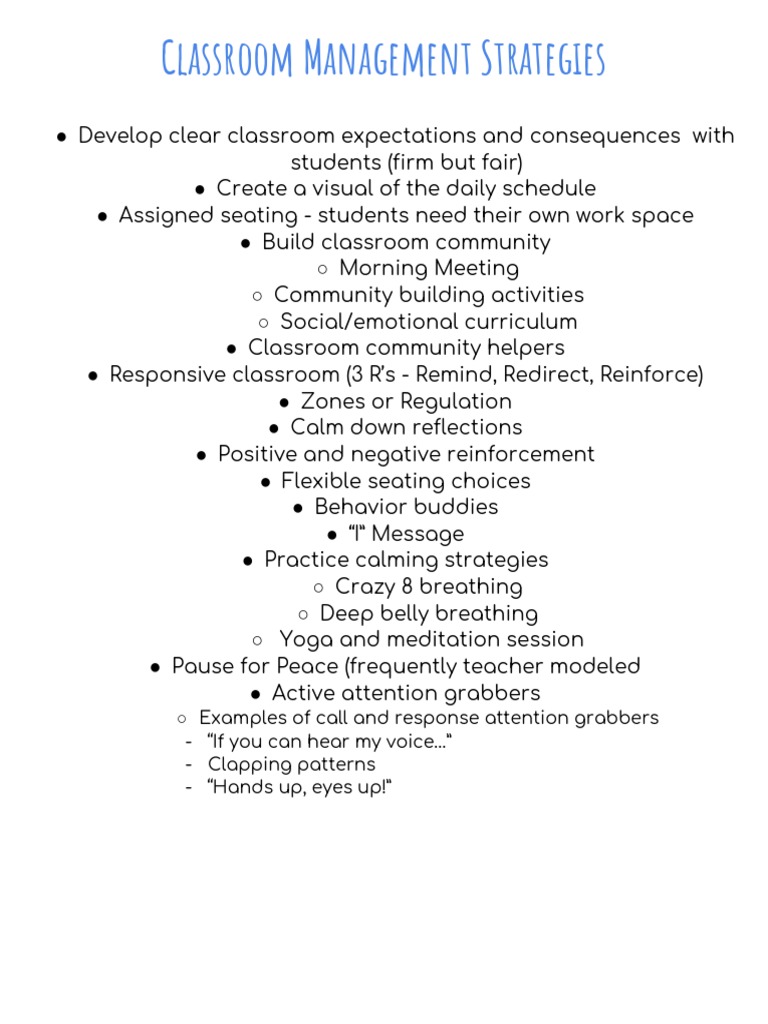Classroom Management Strategies | PDF