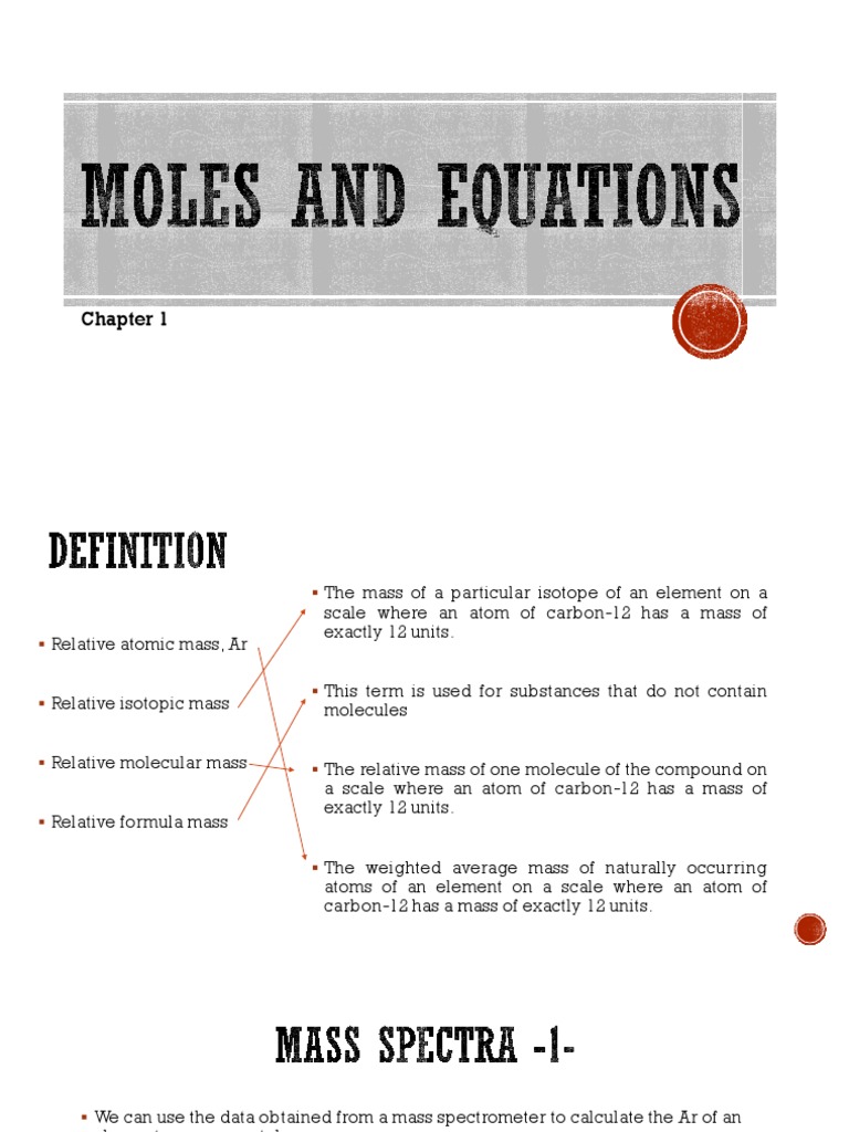 Chapter 1 - Moles & Equations | PDF | Mole (Unit) | Stoichiometry
