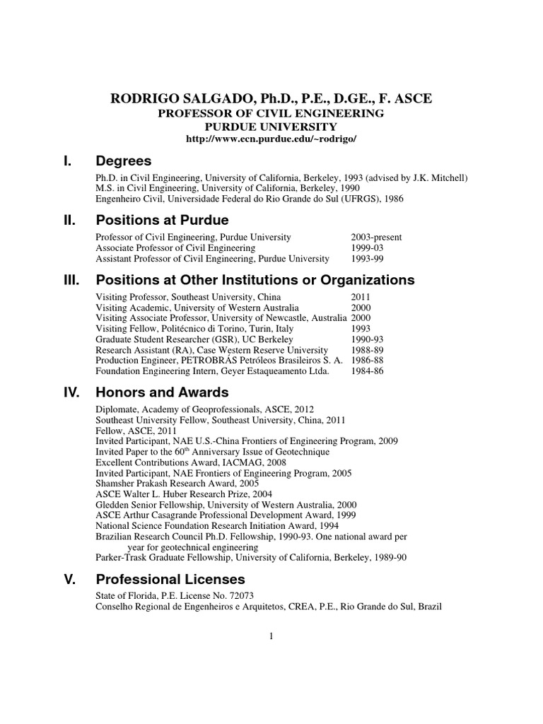 Rodrigo Salgado, PH.D., P.E., D.Ge., F. Asce: Professor of Civil ...