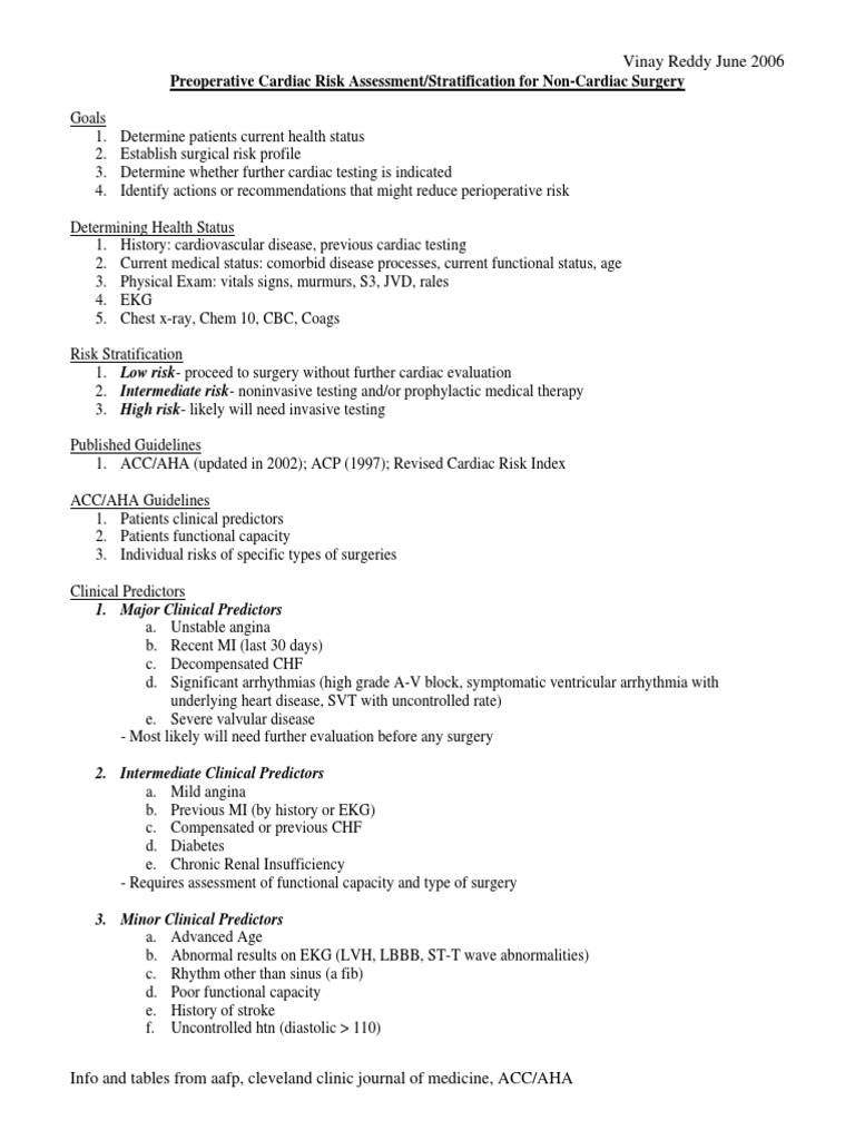 Preoperative Cardiac Risk Assessment | PDF | Heart Failure | Heart