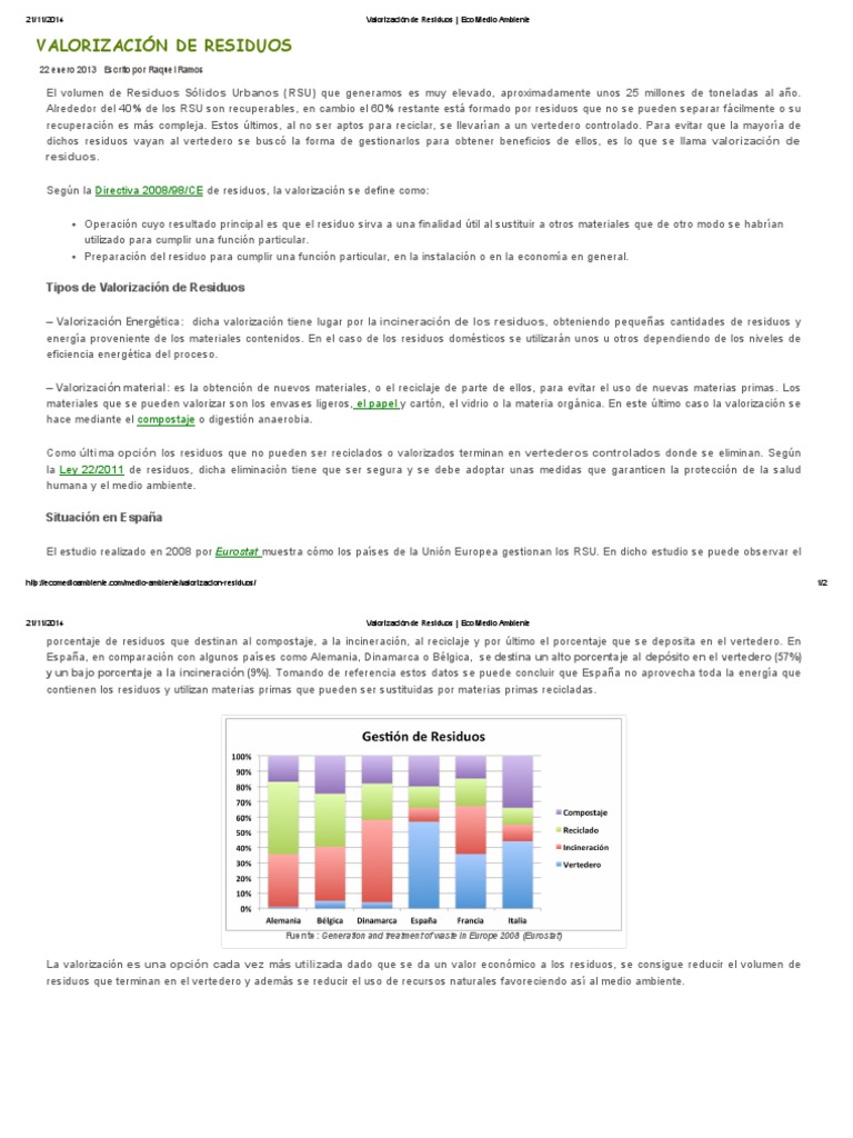 Valorizacion de Residuos | Descargar gratis PDF | Reciclaje | Residuos
