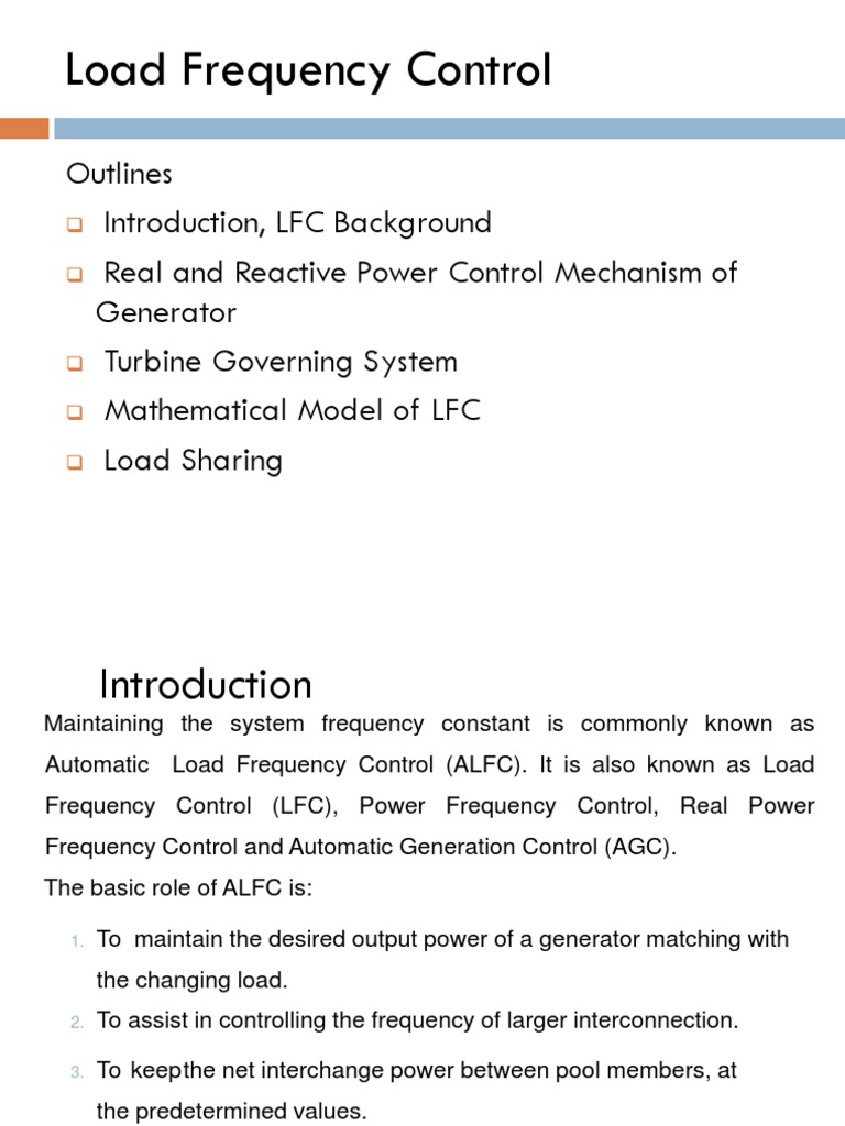 Lecture 7 & 8 Load Frequency Control | PDF | Control Theory | Electric ...