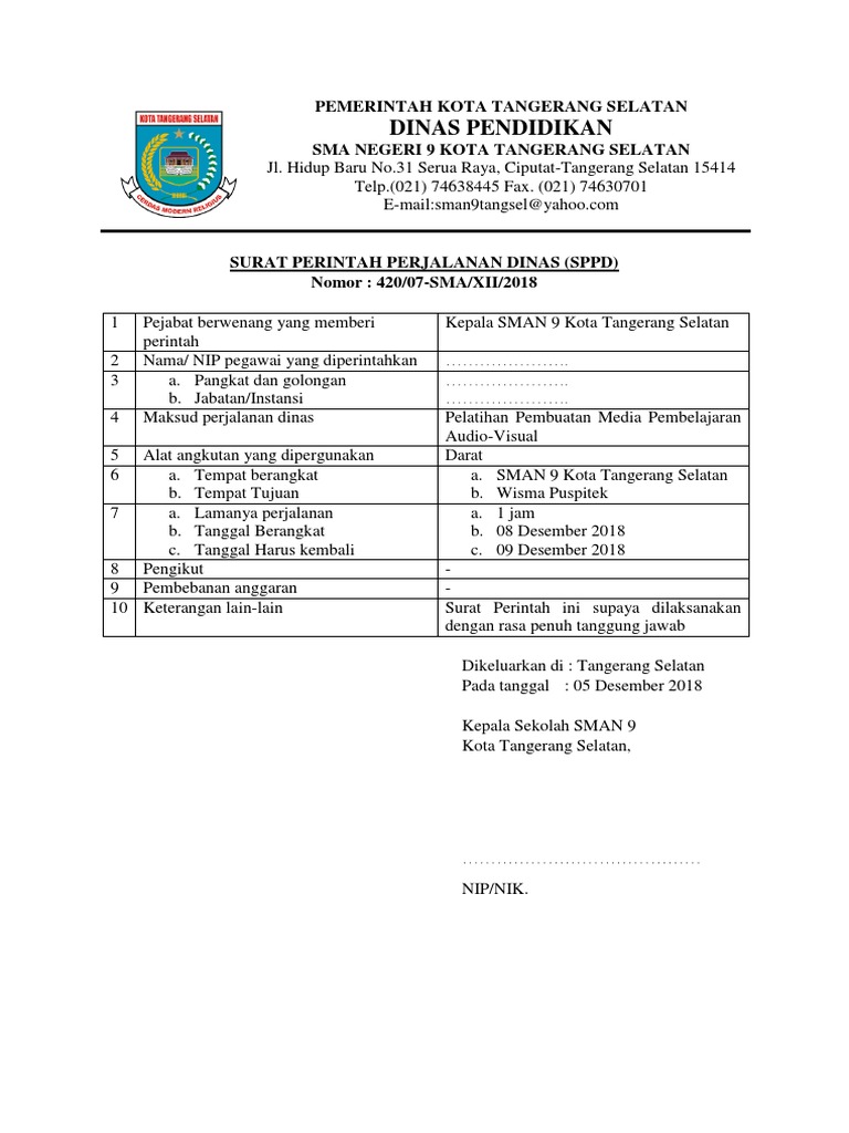 Contoh SPPD-1 | PDF