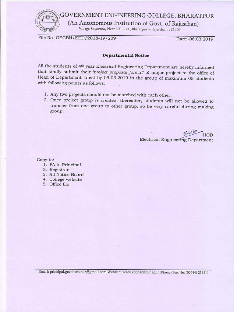 Project Submission Notice Format | PDF | Art