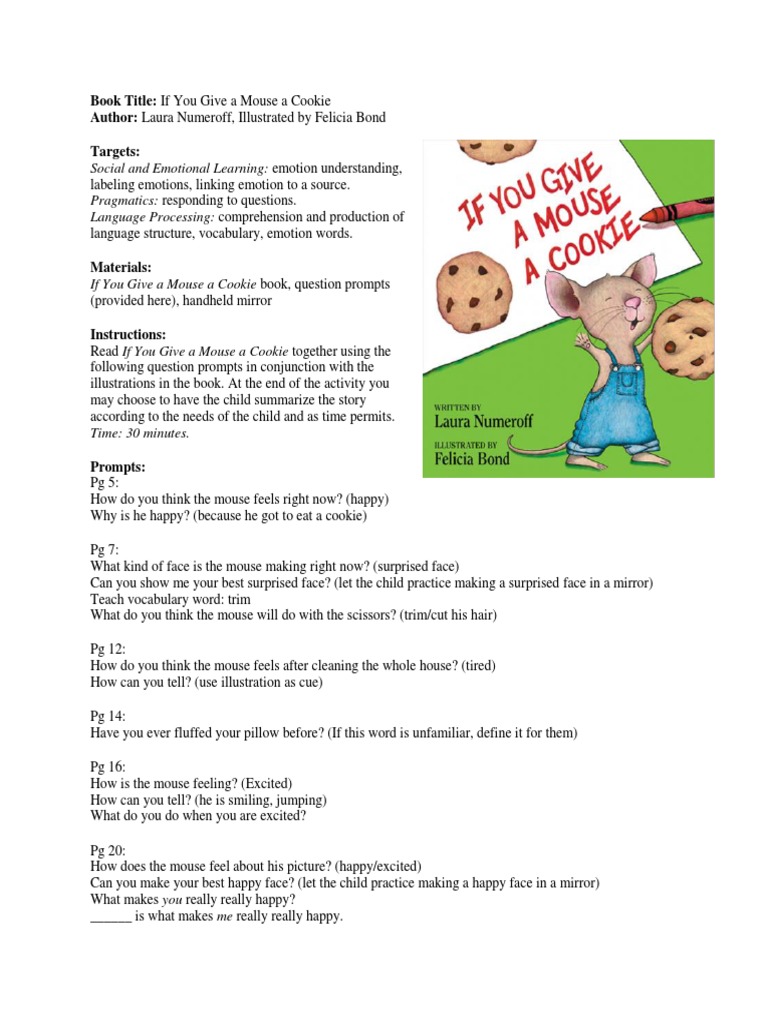 If You Give A Mouse A Cookie Story Sharing Lesson Plan | PDF | Language ...