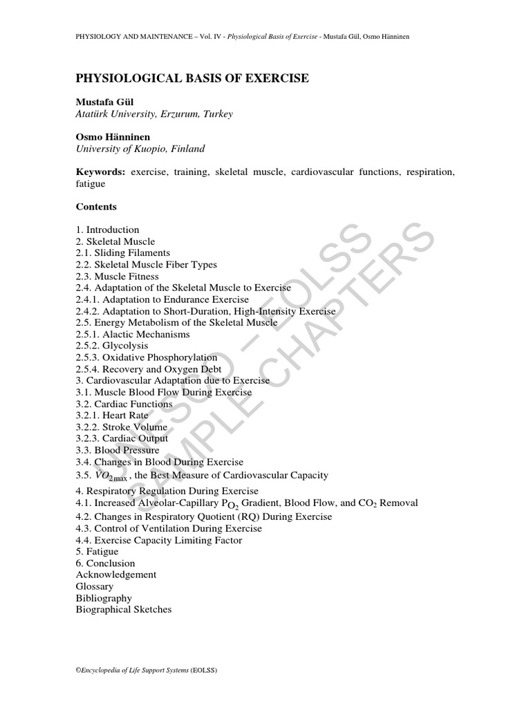 Physiological Basis of Exercise | PDF | Muscle Contraction | Skeletal ...