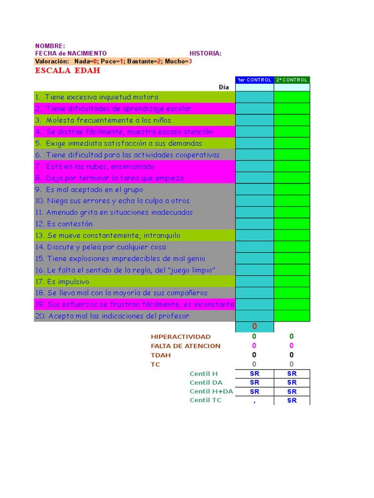 Escala Edah Excel 1º Primaria 6 7años | PDF