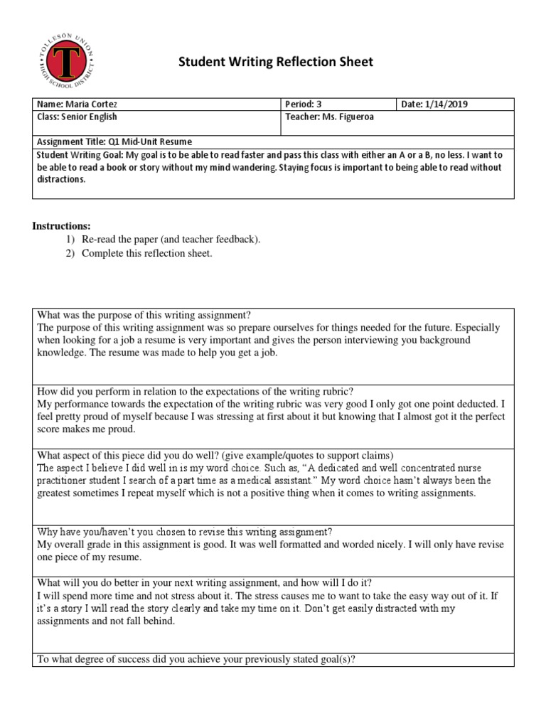 q2 End of Unit Reflection | PDF | Rubric (Academic) | Teachers