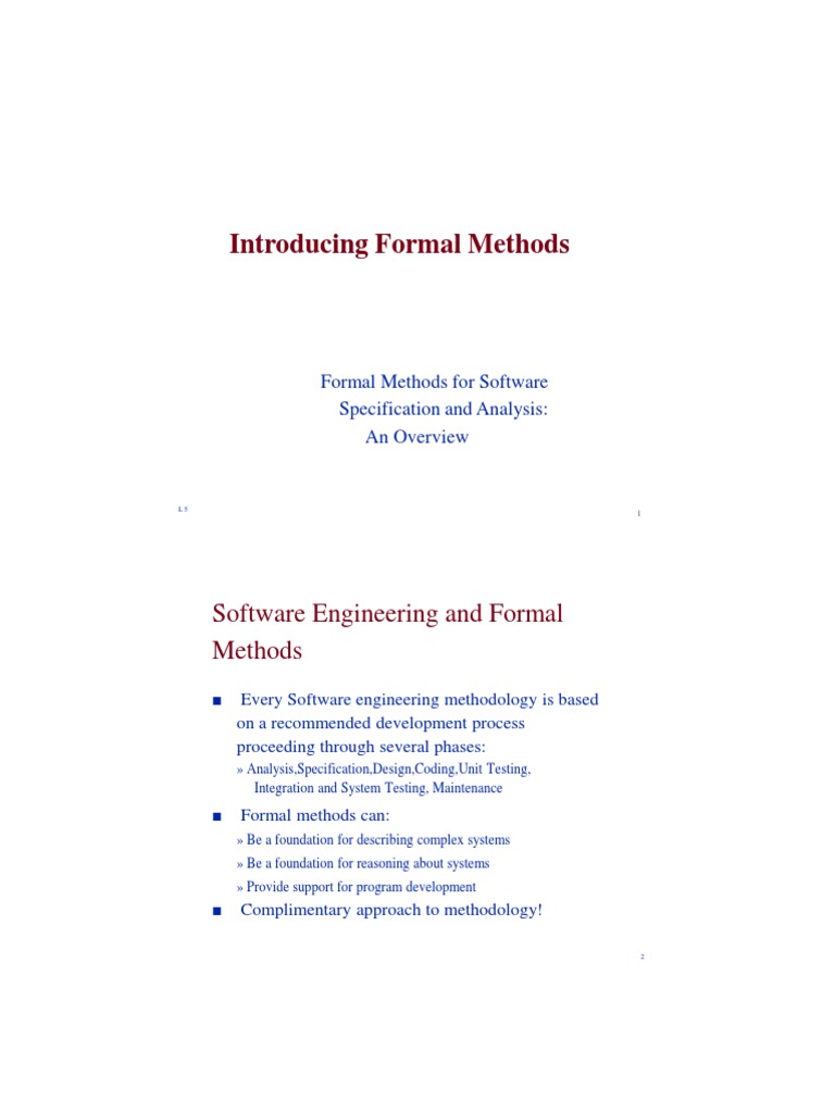 Introducing Formal Methods | PDF | First Order Logic | Formal Methods